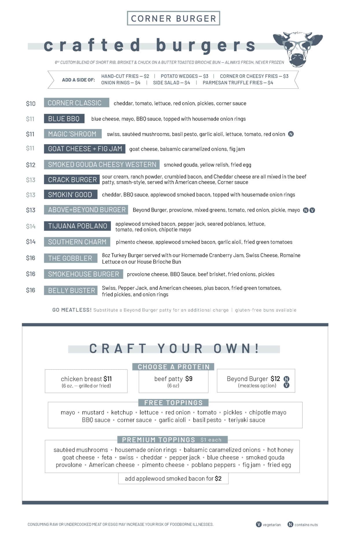 Menu | Corner Burger